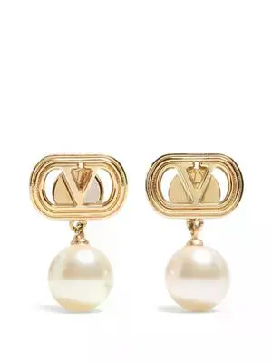 Valentino Garavani Valentino Garavani Ovalette Pearl-Pendant Earrings Gold