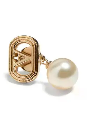 Valentino Garavani Ovalette Pearl-pendant Earrings - Gold