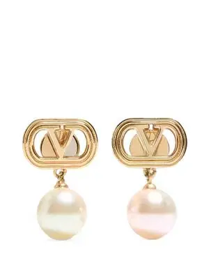 Valentino Garavani Valentino Garavani Ovalette Pearl-Pendant Earrings Gold