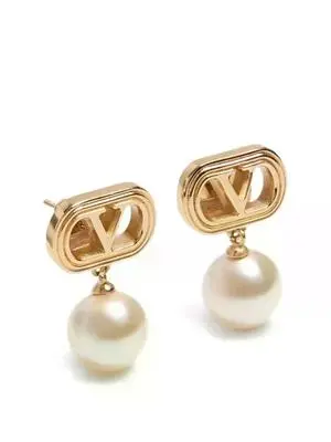 Valentino Garavani Ovalette Pearl-pendant Earrings - Gold