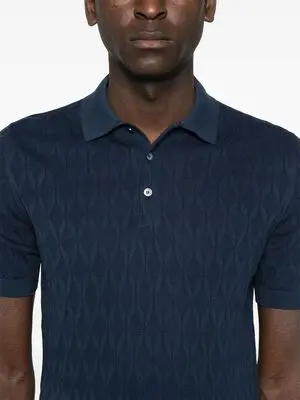 Fedeli Textured Polo Shirt - Blue