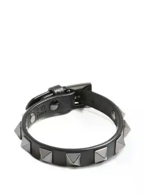 Valentino Garavani Rockstud Leather Bracelet - Black