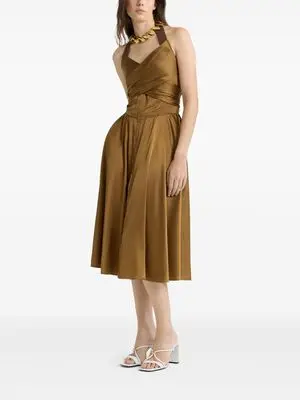 PATOU Halterneck Satin Midi Dress - Brown