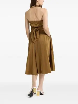 PATOU Halterneck Satin Midi Dress - Brown