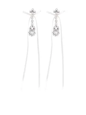 Simone Rocha Bow Ribbon Drop Earrings - White