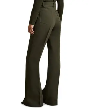 REISS Priya Flared Leg Trousers - Green