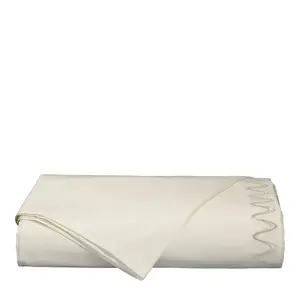 DEA LUXURY LINENS Dea Palm Beach Tc Pelago Embroidery Duvet Cover, King - Ivory/ivory