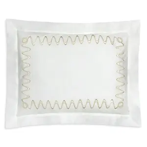 DEA LUXURY LINENS Dea Palm Beach Pelago Embroidery Standard Sham - Ivory/ivory