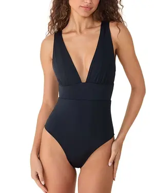 ANDIE Mykonos Deep Plunge Neck One Piece Swimsuit - Black