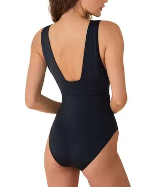 ANDIE Mykonos Deep Plunge Neck One Piece Swimsuit - Black