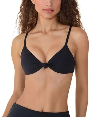 ANDIE Andie Santorini Knot Front Bikini Top Black