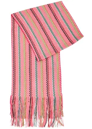 Missoni Zigzag-intarsia Fine-knit Scarf - Pink