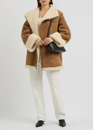 TOTEME Shearling-trimmed Suede Jacket - Beige