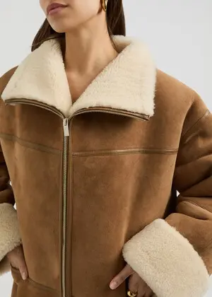 TOTEME Shearling-trimmed Suede Jacket - Beige