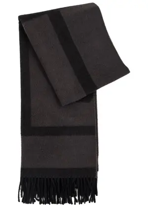 TOTÊME Logo-intarsia Wool Scarf Charcoal