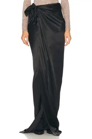 Balenciaga Satin Wrap Skirt - Black