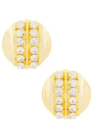 Alessandra Rich Crystal Round Earrings - Crystal & Gold