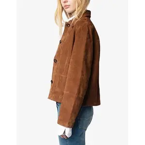 Zadig&Voltaire Lessa Embossed-logo Suede Jacket - Cognac