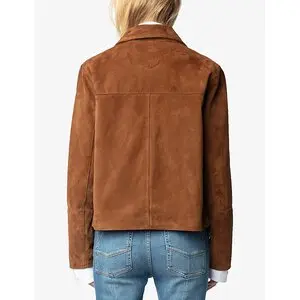 Zadig&Voltaire Lessa Embossed-logo Suede Jacket - Cognac