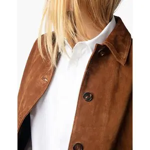 Zadig&Voltaire Lessa Embossed-logo Suede Jacket - Cognac