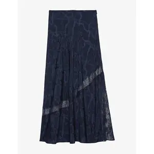 Zadig&Voltaire Lace-trim Jacquard Silk Maxi Skirt