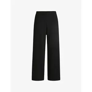 Hugo Boss Wide-leg Loose-fit Cotton-blend Jogging Bottoms - Black