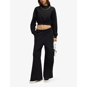 Hugo Boss Wide-leg Loose-fit Cotton-blend Jogging Bottoms - Black