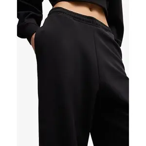 Hugo Boss Wide-leg Loose-fit Cotton-blend Jogging Bottoms - Black
