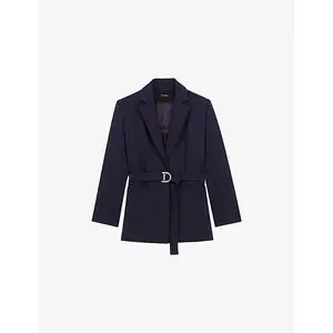 Maje Pleat-back Single-breasted Woven Blazer - Bleus