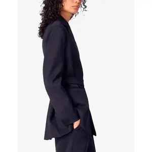 Maje Pleat-back Single-breasted Woven Blazer - Bleus