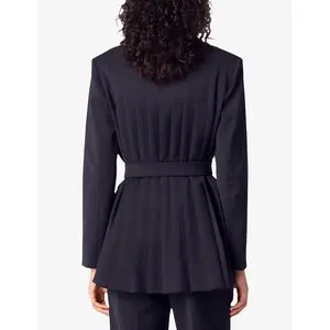 Maje Pleat-back Single-breasted Woven Blazer - Bleus