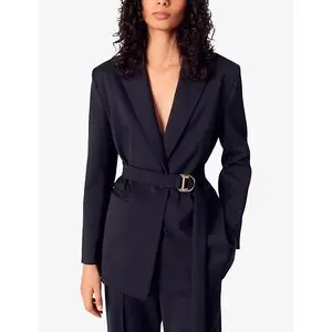 Maje Pleat-back Single-breasted Woven Blazer - Bleus
