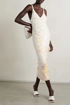 Christopher John Rogers Sequin-embellished Wool Midi Dress