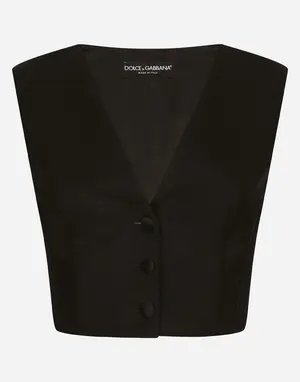 Dolce & Gabbana Cropped Cady Waistcoat With Corset Details