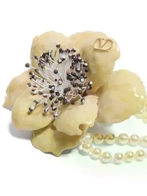 Valentino Garavani Enamelled Flower Necklace With Pearls