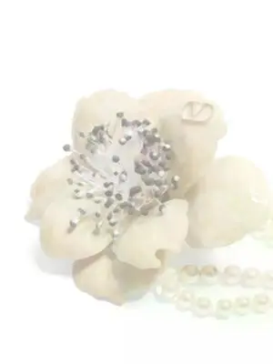Valentino Garavani Enamelled Flower Necklace With Pearls