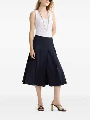 PATOU Pleated Twill Midi Skirt - Blue