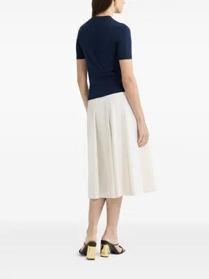 PATOU Pleated Twill Midi Skirt - Neutrals