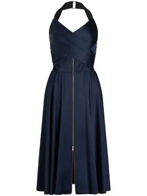 PATOU Halterneck Satin Midi Dress - Blue