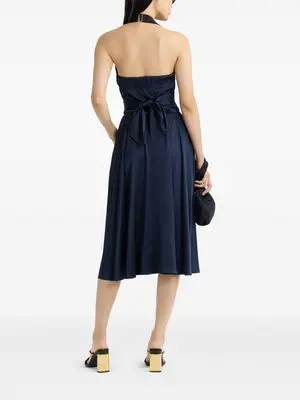 PATOU Halterneck Satin Midi Dress - Blue