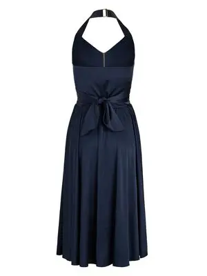 PATOU Halterneck Satin Midi Dress - Blue