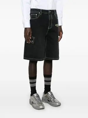Off-White Logo-embroidered Denim Shorts
