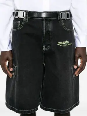 Off-White Logo-embroidered Denim Shorts