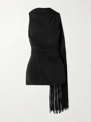 Faithfull The Brand Laon Macramé-trimmed Draped Gathered Stretch-jersey Top