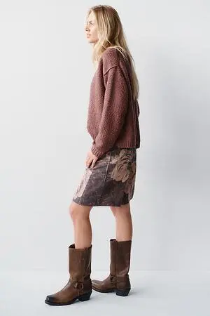 PILCRO Adi Mid-rise Relaxed Bermuda Shorts - Grey Pattern