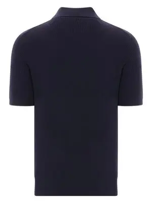 Brunello Cucinelli Ribbed-knit Polo Shirt - Blue