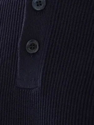 Brunello Cucinelli Ribbed-knit Polo Shirt - Blue