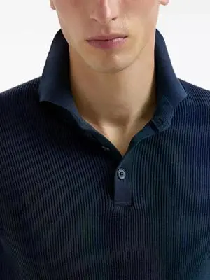 Brunello Cucinelli Ribbed-knit Polo Shirt - Blue