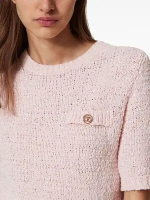 TWINSET Oval T Button Cropped Jumper - Pink