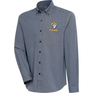 ANTIGUA White Los Angeles Rams Compression Tri-blend Long Sleeve Button-down Shirt